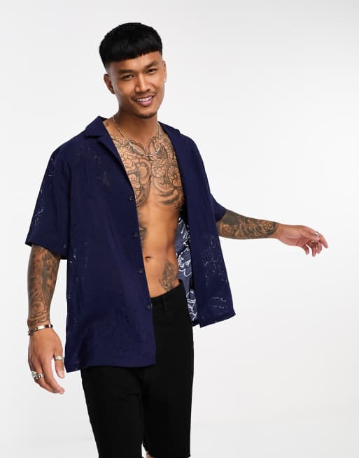 Asos Design Chemise Décontractée à Revers Avec Motif Feuille En