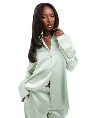 ASOS DESIGN - Chemise d'ensemble de pyjama en satin - Vert sauge | ASOS