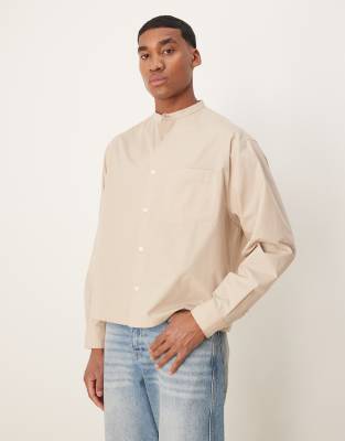 ASOS DESIGN - Chemise oversize coupe carrée à col officier - Beige | ASOS