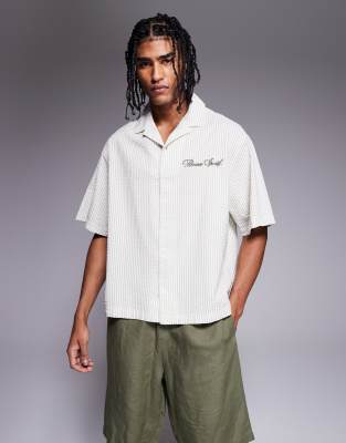 ASOS DESIGN - Chemise oversize coupe carrée en crépon à rayures - Vert sauge | ASOS