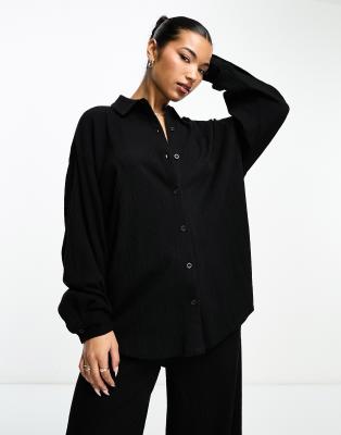ASOS DESIGN - Chemise oversize d'ensemble effet froissé - Noir | ASOS