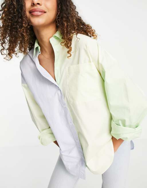ASOS DESIGN - Chemise oversize effet color block - Vert | ASOS