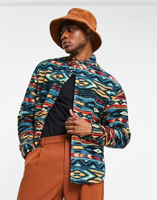 Asos Design Chemise Oversize En Imitation Peau De Mouton à Motif