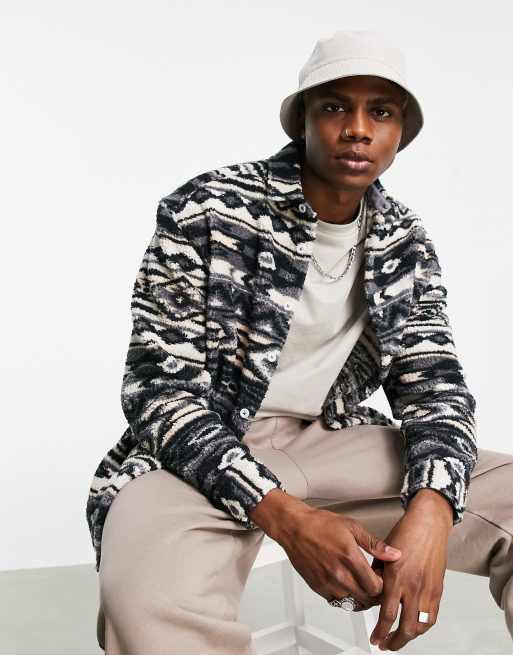 Asos Design Chemise Oversize En Imitation Peau De Mouton à Motif