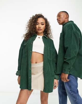 ASOS DESIGN - Chemise oversize en velours côtelé - Vert | ASOS