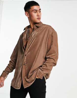 ASOS DESIGN - Chemise oversize en velours - Taupe | ASOS