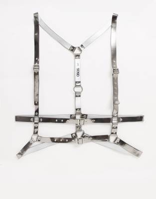 ASOS DESIGN chest harness in silver | ASOS