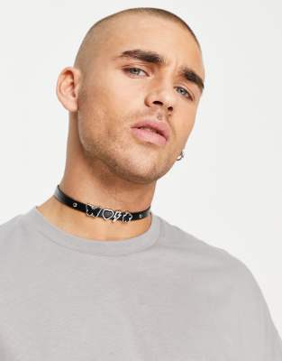 ASOS DESIGN choker in black with silver 90s charm | ASOS