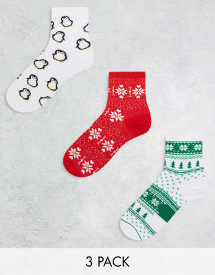 ASOS DESIGN Christmas 3 pack gift box ankle socks | ASOS