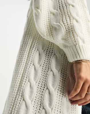ASOS DESIGN chunky cable knit longline cardigan in cream | ASOS