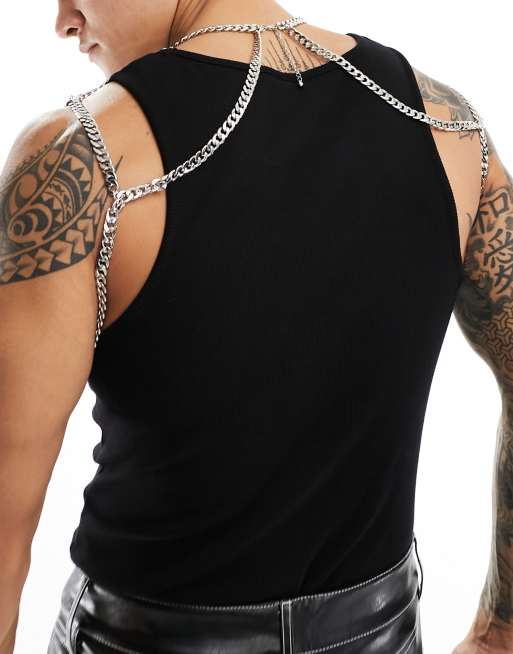 ASOS DESIGN chunky chain body harness in silver tone | ASOS