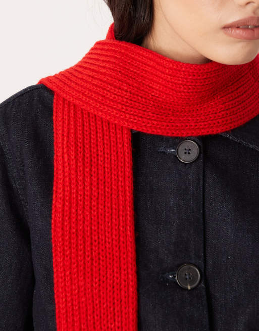 ASOS DESIGN chunky knit skinny scarf in bright red | ASOS