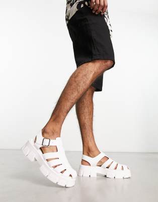 ASOS DESIGN chunky moulded sandals in white | ASOS