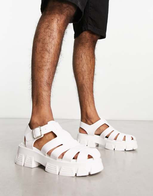 ASOS DESIGN chunky moulded sandals in white | ASOS