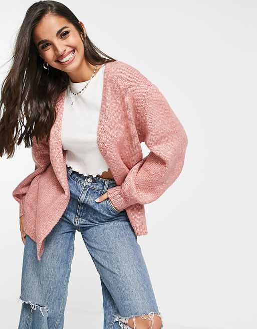 ASOS DESIGN chunky oversized cardigan in dusky pink | ASOS ASOS DESIGN chunky oversized cardigan in dusky pink | ASOS