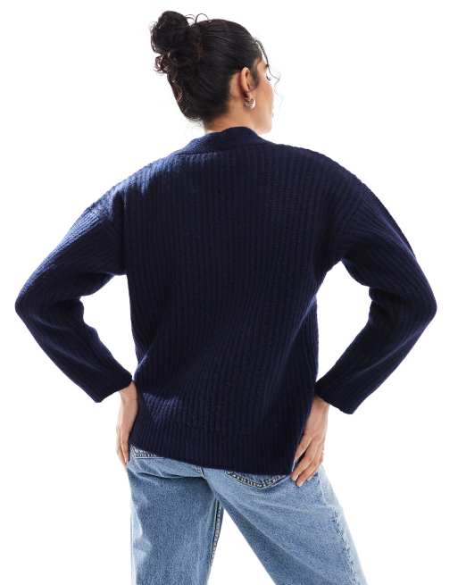 ASOS DESIGN chunky oversized cardigan in navy | ASOS
