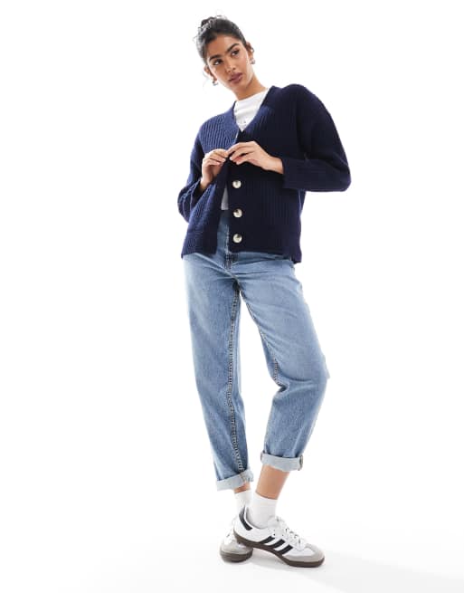 ASOS DESIGN chunky oversized cardigan in navy | ASOS