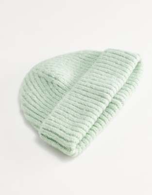 ASOS DESIGN chunky rib fisherman beanie in sage | ASOS