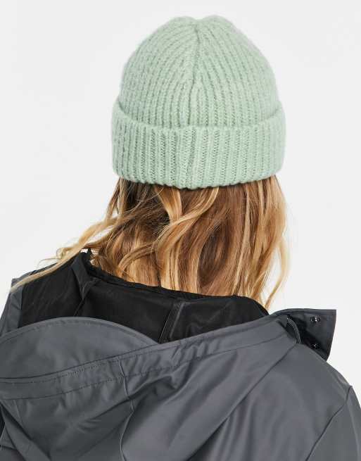 ASOS DESIGN chunky rib fisherman beanie in sage | ASOS