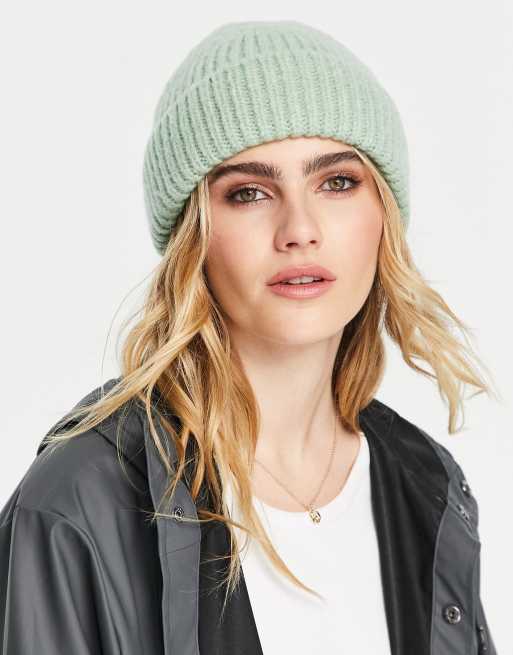 ASOS DESIGN chunky rib fisherman beanie in sage | ASOS