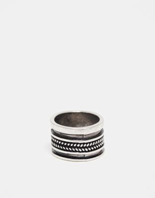 ASOS DESIGN chunky ring in burnished silver | ASOS