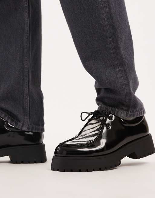 ASOS DESIGN chunky shoes in black with apron detail | ASOS