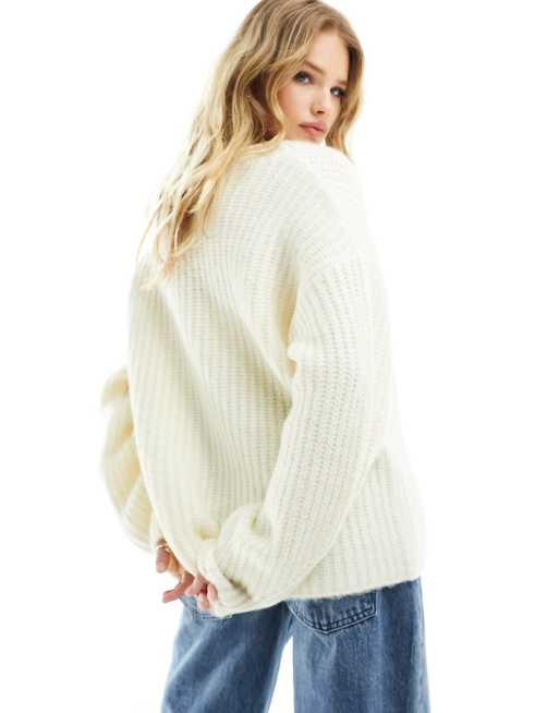 ASOS DESIGN chunky stitch cardigan in cream | ASOS
