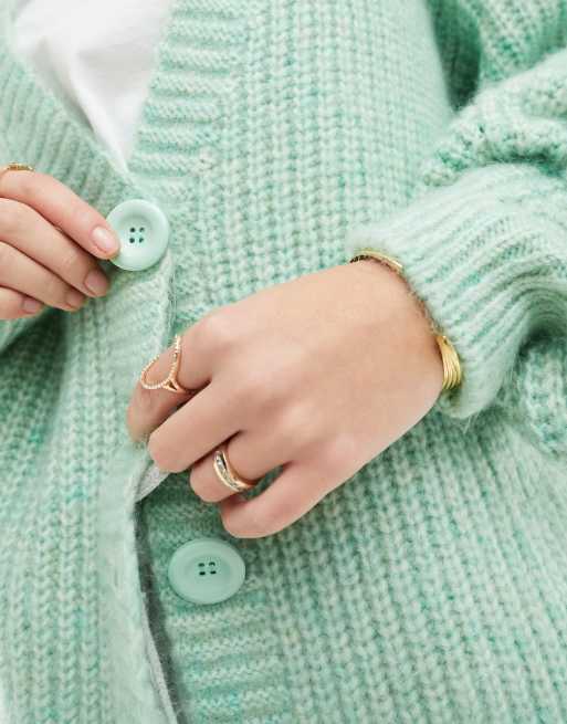 ASOS DESIGN chunky stitch cardigan in green | ASOS