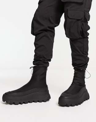 ASOS DESIGN chunky zip up sock boots in black neoprene | ASOS