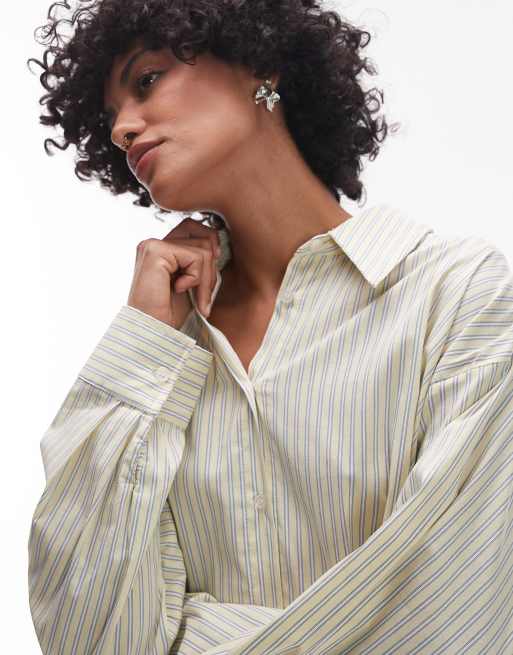 ASOS DESIGN cinch waist wrap multiway shirt in pink stripe | ASOS