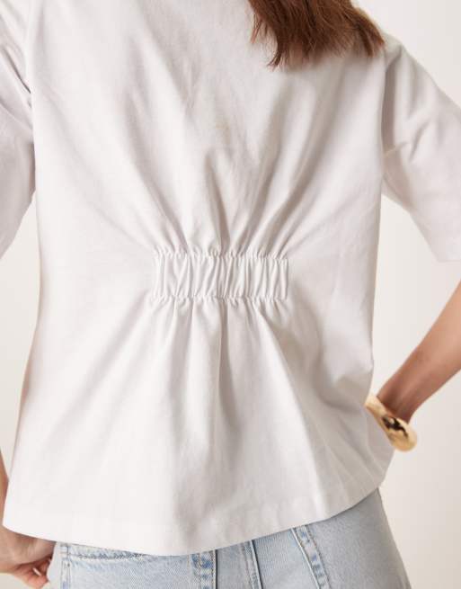 ASOS DESIGN cinched back t-shirt in white | ASOS