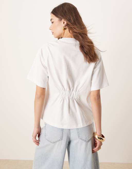 ASOS DESIGN cinched back t-shirt in white | ASOS