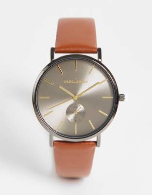 ASOS DESIGN classic watch with brown face and tan strap | ASOS