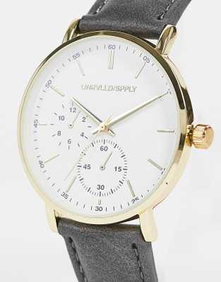 ASOS DESIGN classic watch with gold details in grey | ASOS