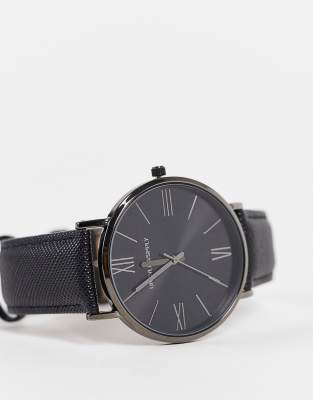 ASOS DESIGN classic watch with saffiano strap in black | ASOS