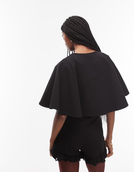 ASOS DESIGN clean cape layer crop top in black | ASOS