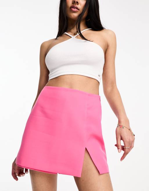 ASOS DESIGN clean split skort in pink | ASOS