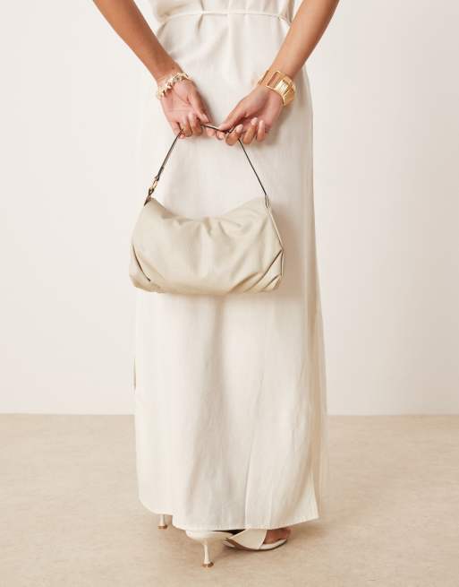 ASOS DESIGN Cloud flap-over shoulder bag in off-white | ASOS