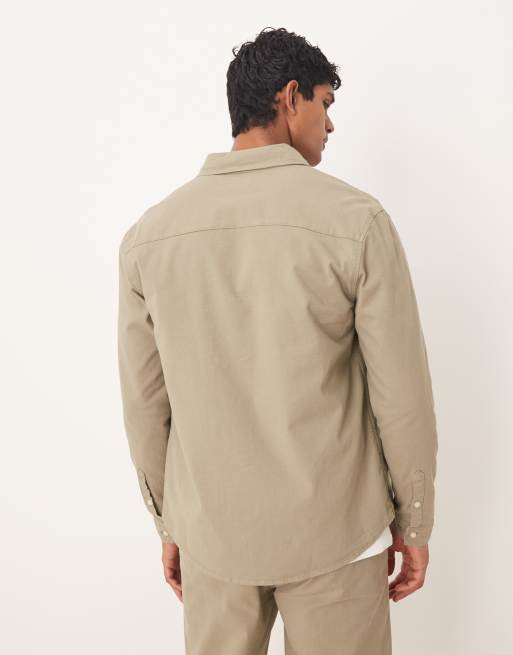 ASOS DESIGN co-ord long sleeve shirt in beige | ASOS