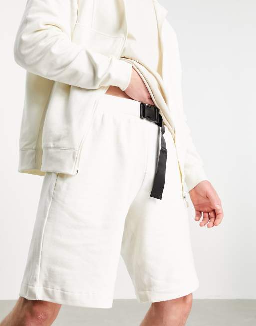 ASOS DESIGN co-ord oversized jersey shorts with belt in white | ASOS