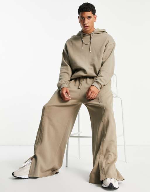 ASOS DESIGN co-ord oversized joggers with front split detail in green ...