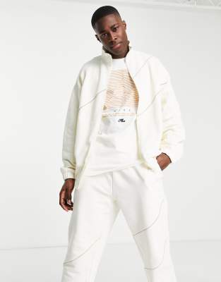 ASOS DESIGN co-ord oversized track jacket with piping in tonal beige | ASOS