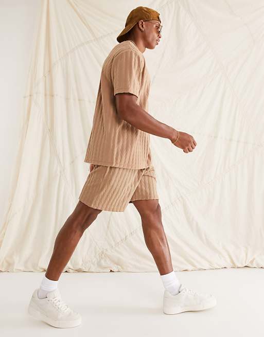 ASOS DESIGN co-ord relaxed short in beige textured stripe | ASOS ASOS DESIGN co-ord relaxed short in beige textured stripe | ASOS