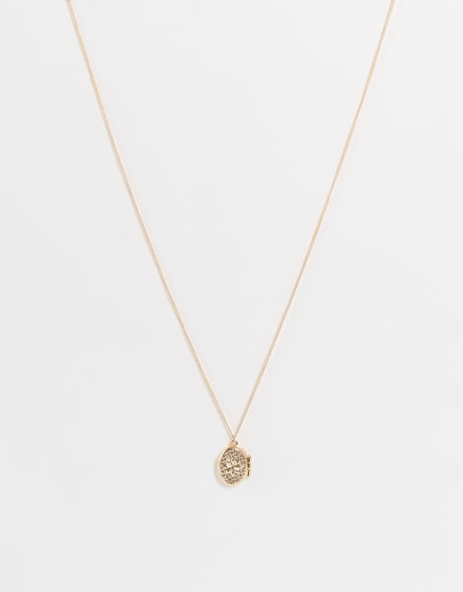 ASOS DESIGN - Collier avec pendentif médaillon gravé - Doré | ASOS