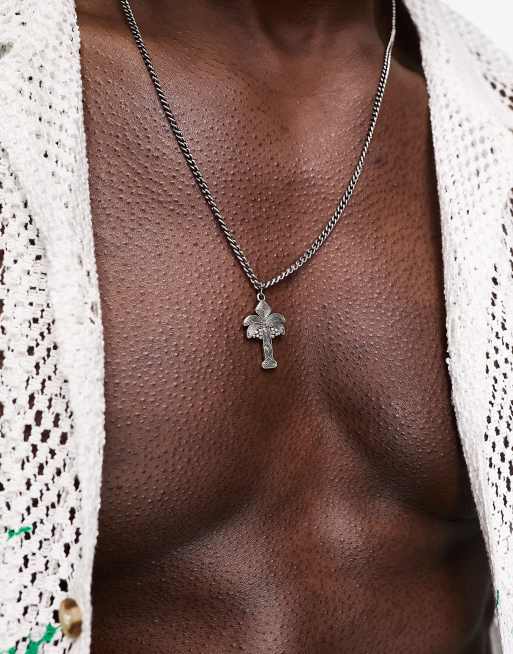 Asos Design Collier Avec Pendentif Palmier Argenté Bruni Asos