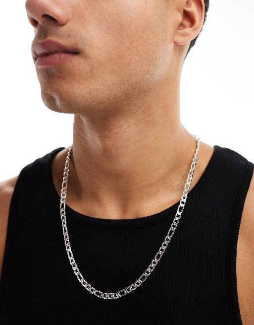 Asos Design Collier Chaîne Fin à Maille Alternée Argenté Asos