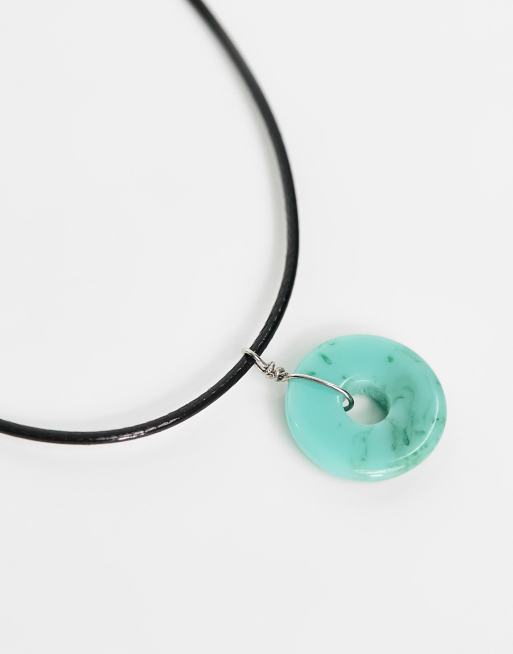 Asos Design Collier En Corde Avec Pendentif Rond En Pierre Semi