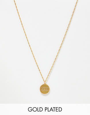 ASOS DESIGN - Collier en plaqué or 14 carats avec pendentif circulaire ...