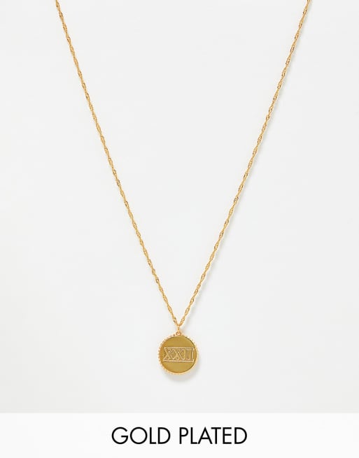 ASOS DESIGN - Collier en plaqué or 14 carats avec pendentif circulaire ...