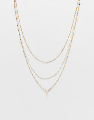 ASOS DESIGN - Collier multi-rangs orné de petites perles et d'un ...